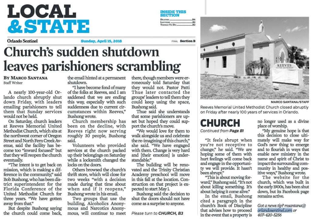 Church Shuts Down Suddenly – Dying To Restart